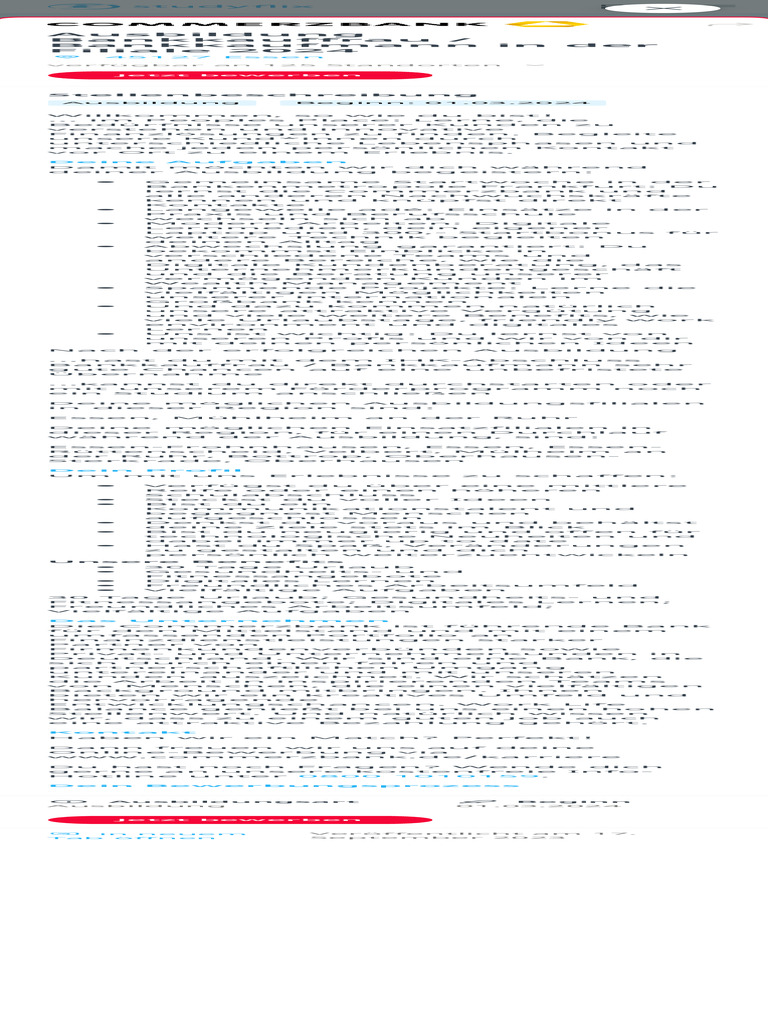 Ausbildungsplätze Bankkaufmannfrau 2024 & 2025 Studyflix | PDF