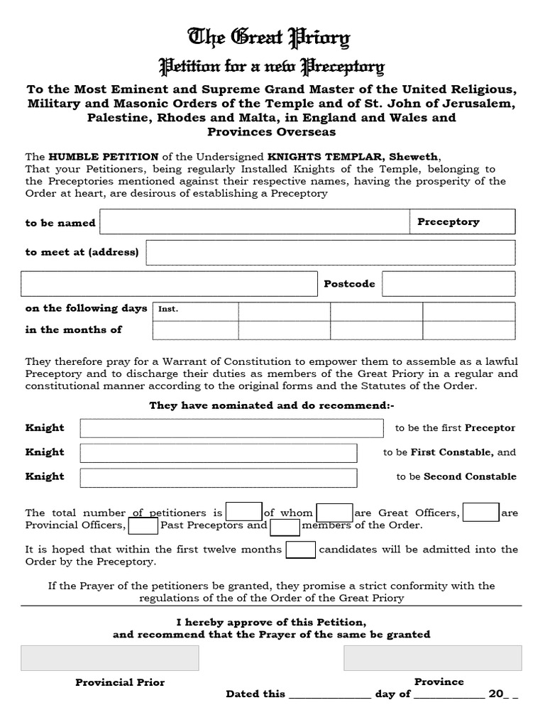 Petition of A New Preceptory 3 | PDF