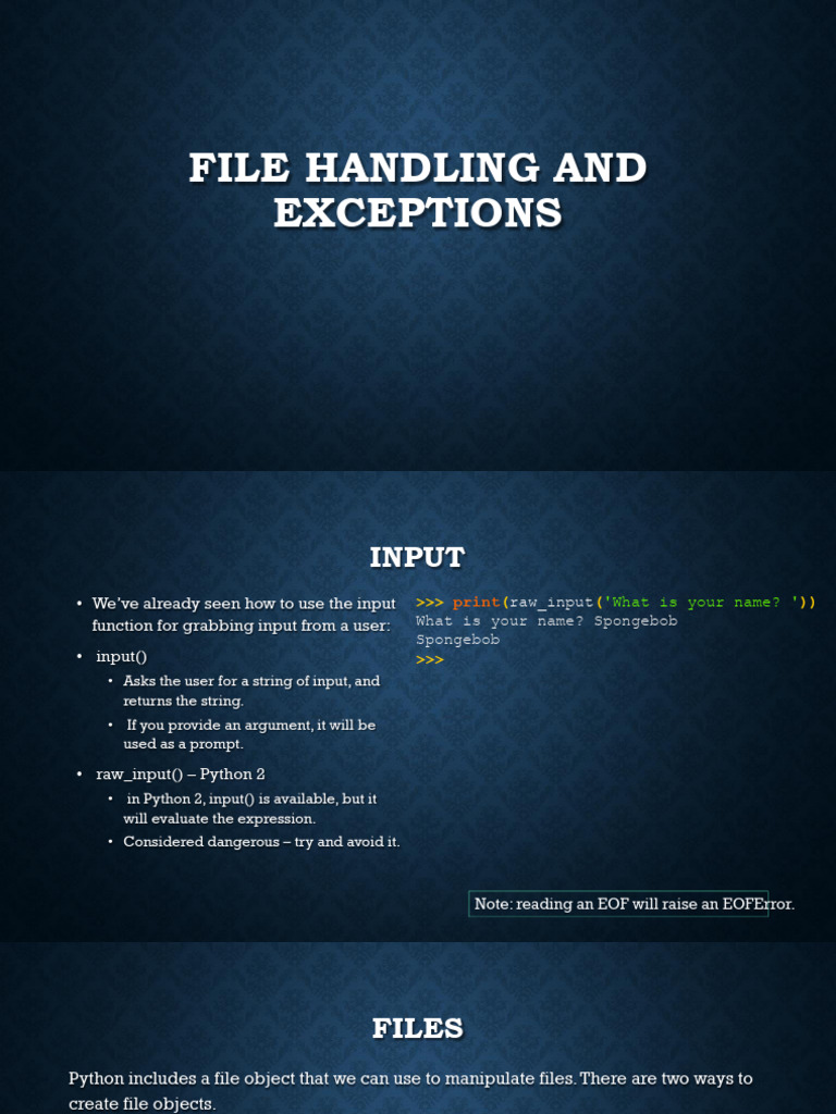 FilesAndExceptions Jayarama | PDF