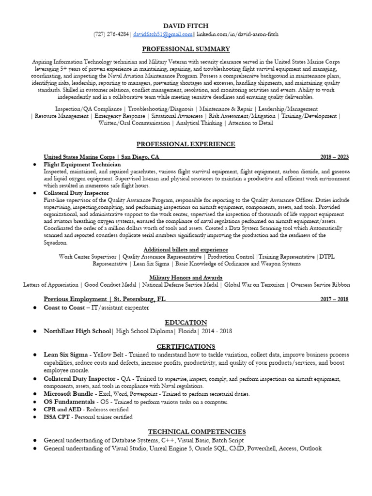 Resume David Fitch | PDF