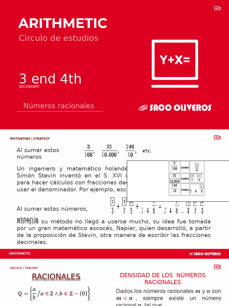 ARITMETICA 3 y 4to Cir Números Racionales | PDF