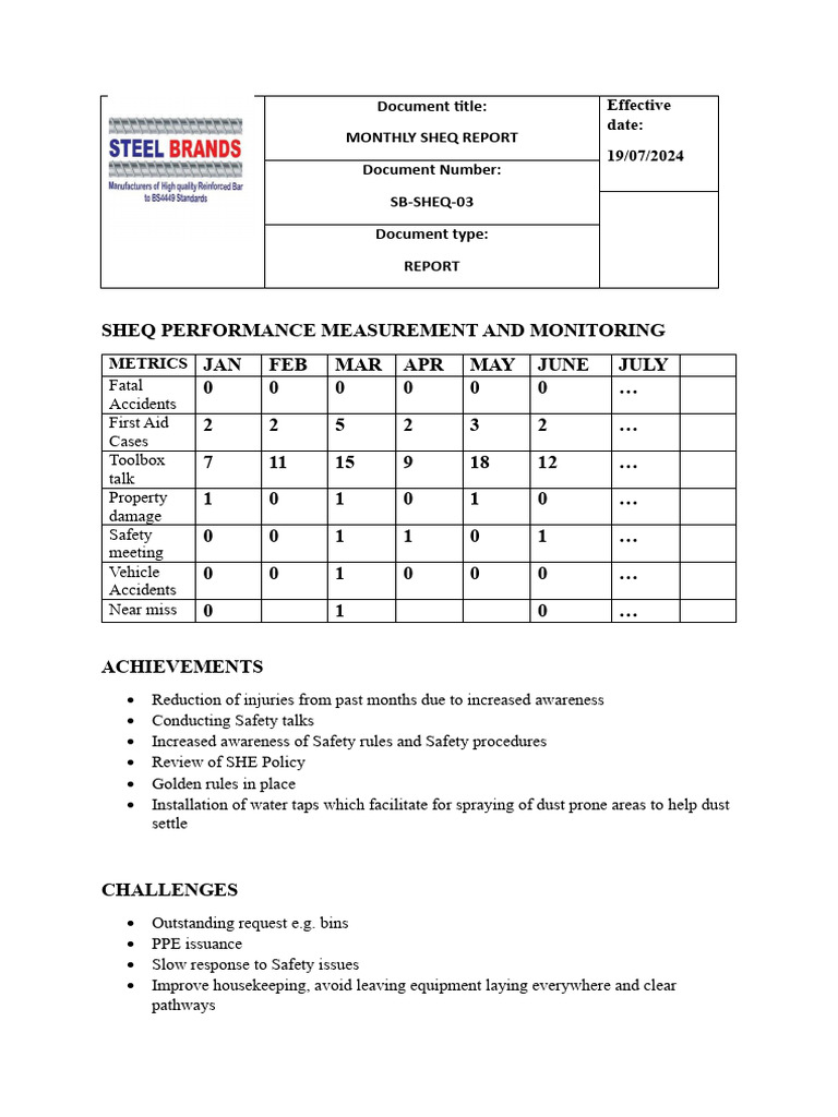 She Monthly Report | PDF