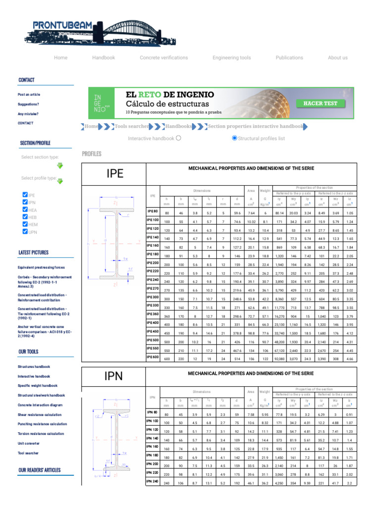 Structural Steelwork Handbook (IPE, IPN, HEA, HEB, UPN) | PDF