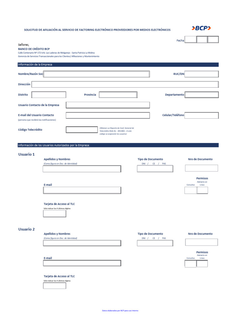 Anexo - Solicitud de Afiliación de FE Proveedores Por El NTLC | PDF