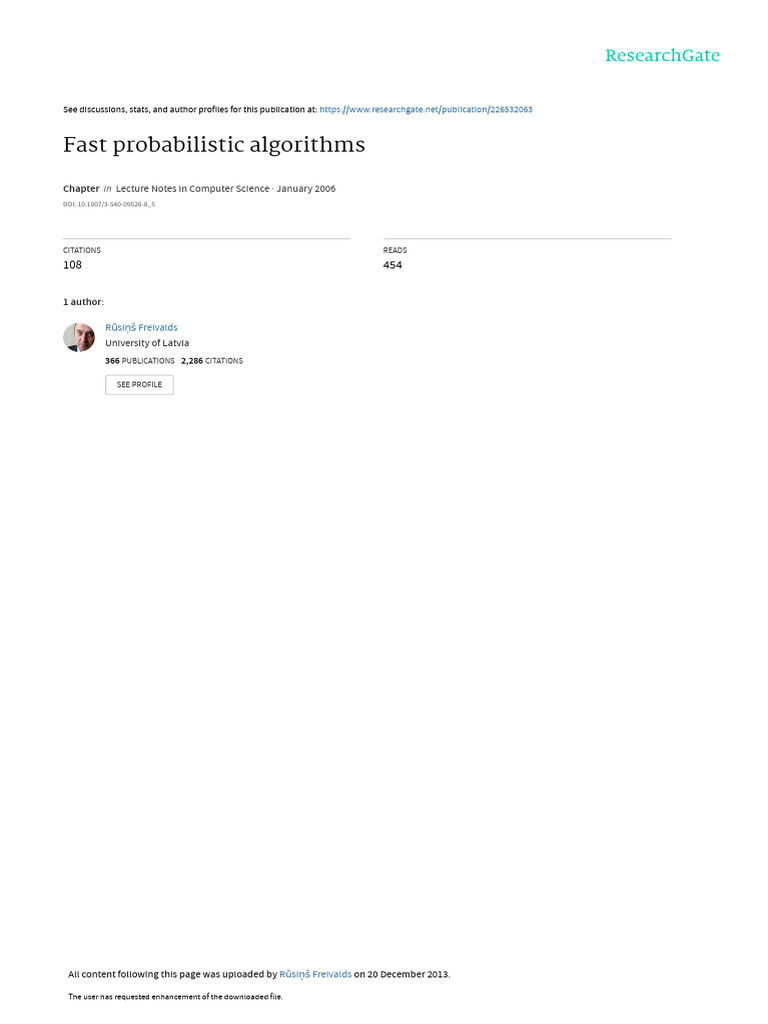 Fast Probabilistic Algorithm | PDF