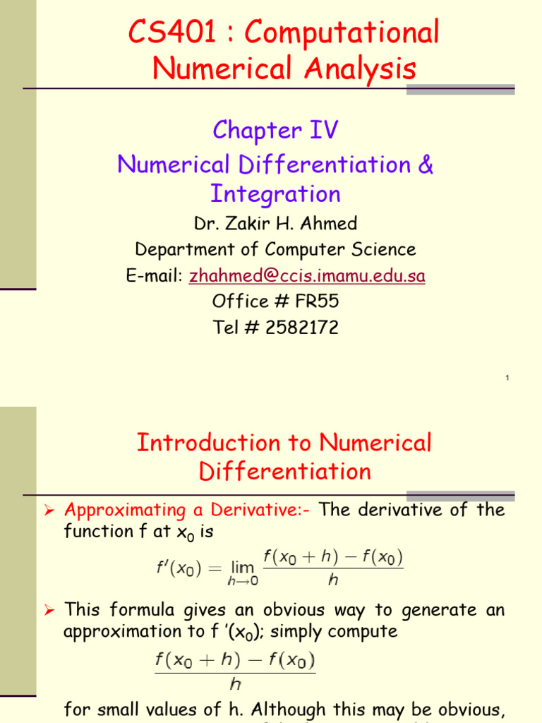 Ch 4 - Numerical Differentiation & Integration | PDF Ch 4 - Numerical Differentiation & Integration | PDF