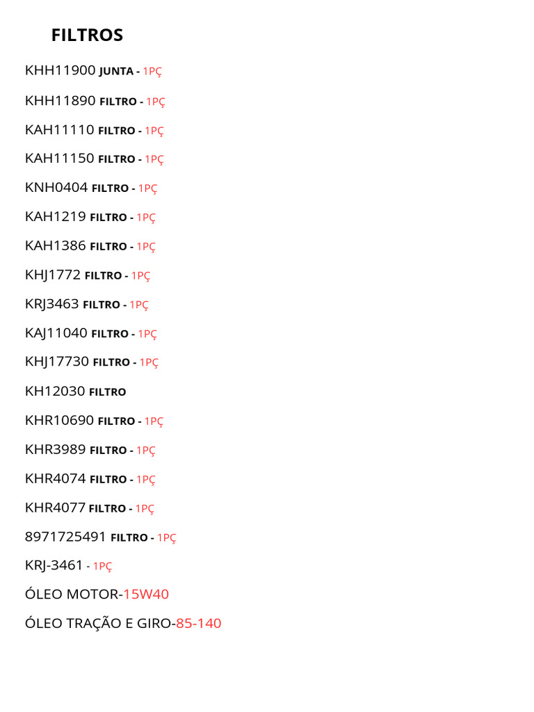 KHH11890 Filtro 1PÇ | PDF