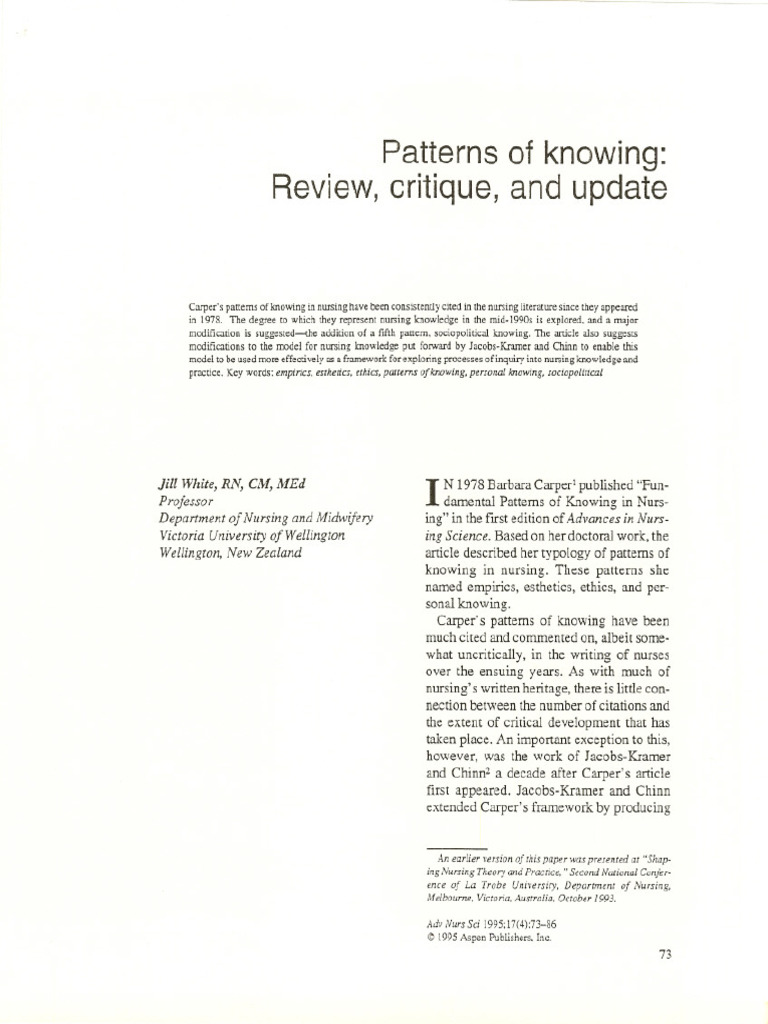 White 1995 Patterns of Knowing | PDF