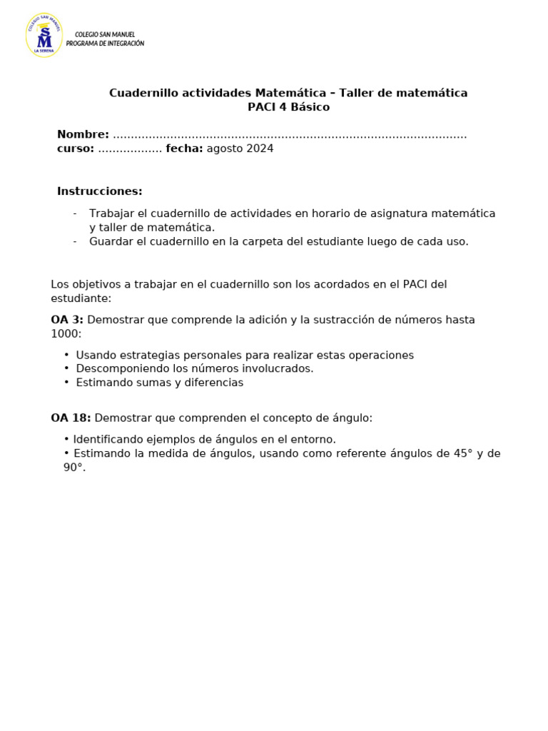 Cuadernillo Actividades Ciencias Naturales PACI | PDF