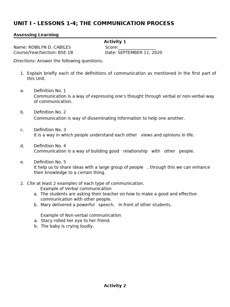 (Template) UNIT 1 Purposive Communication | PDF | Communication | Nonverbal Communication