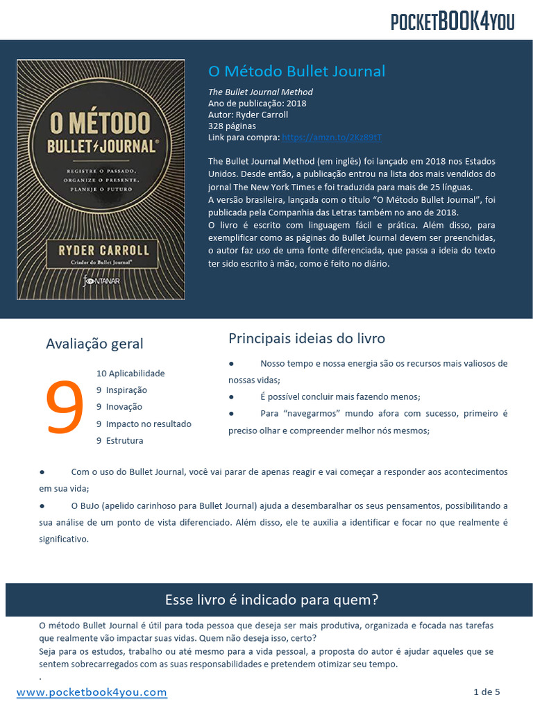 O Método Bullet Journal - Ryder Carroll | PDF