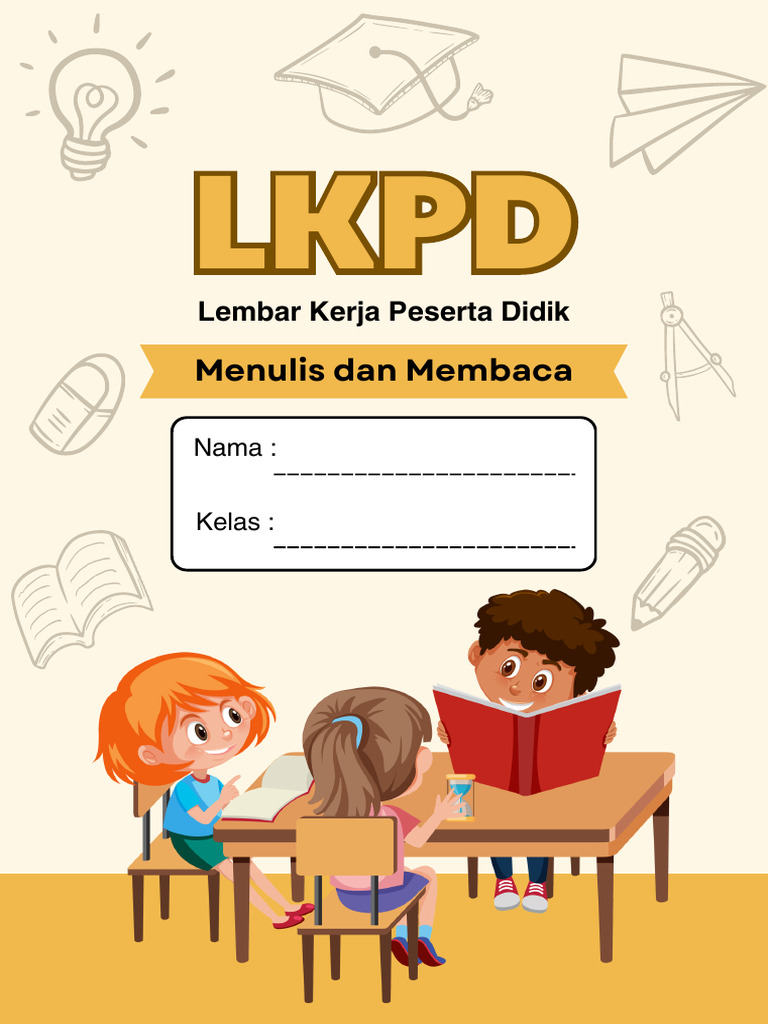 Sampul LKPD Menulis dan Membaca Dokumen A4 Kuning Sederhana Ilustratif | PDF