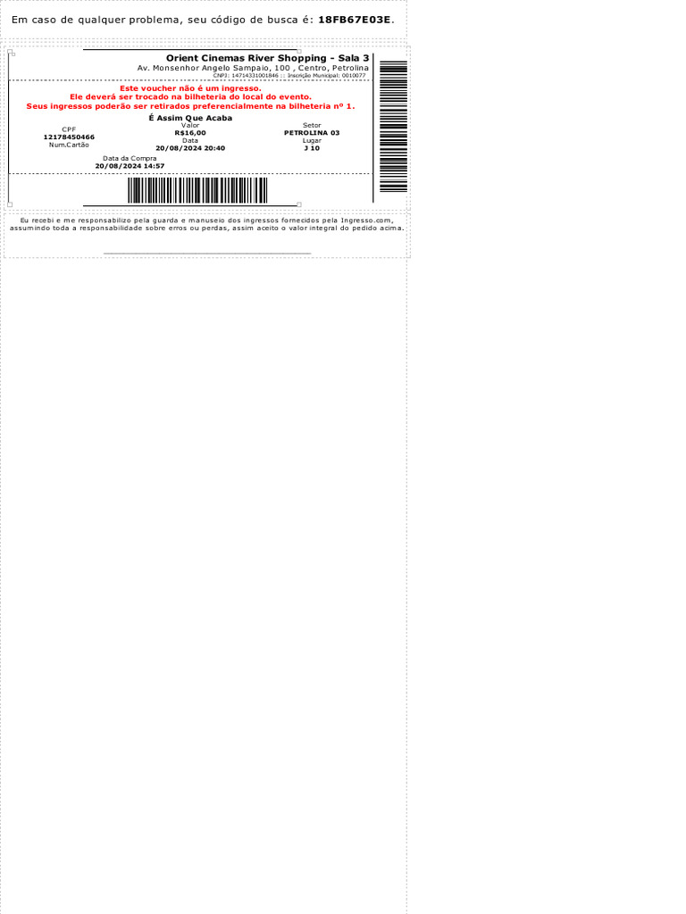 Ingresso Voucher Pedido 18FB67E03E | PDF