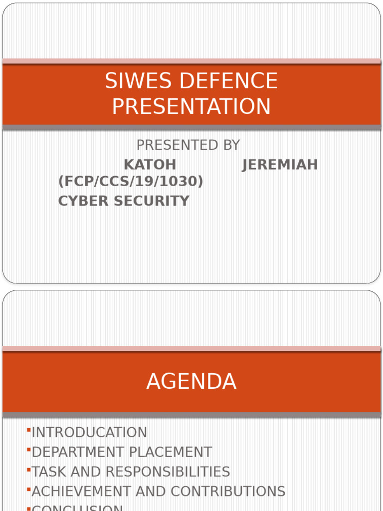 Katoh Jeremiah Siwes Defence Presentation | PDF