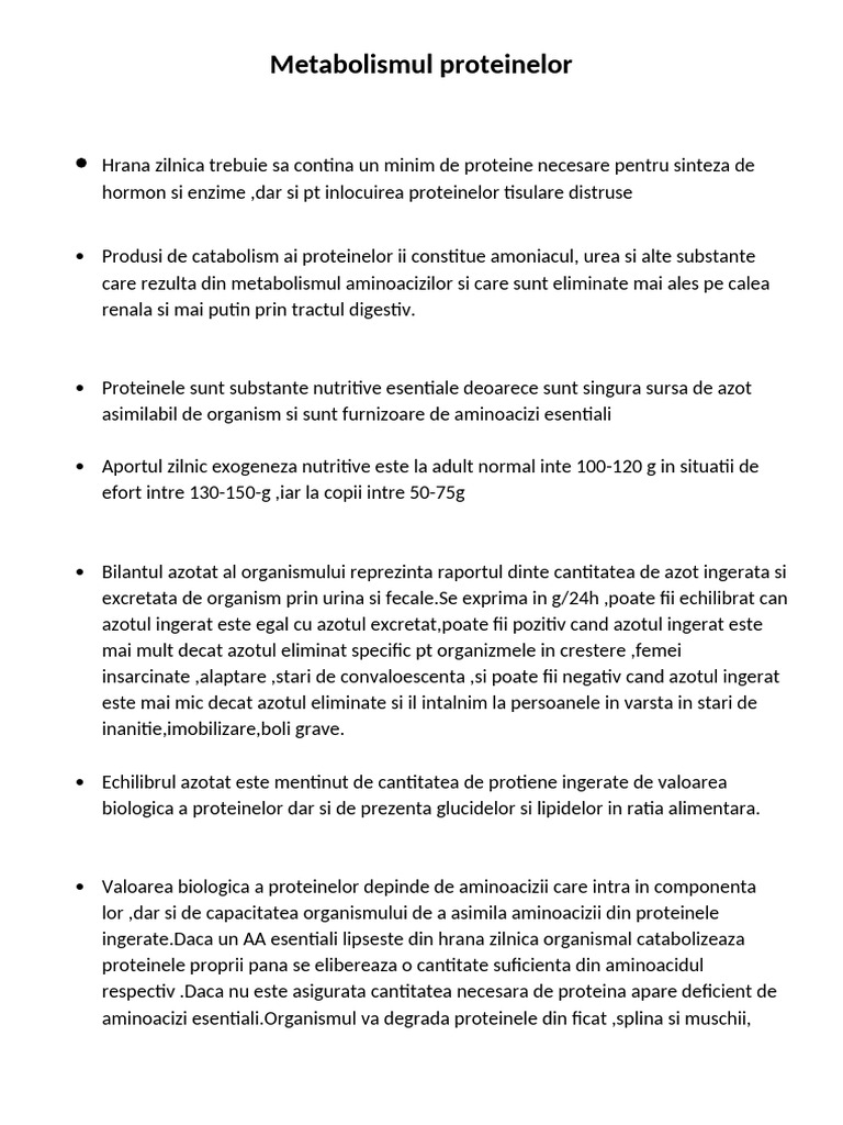 Metabolismul Proteinelor | PDF