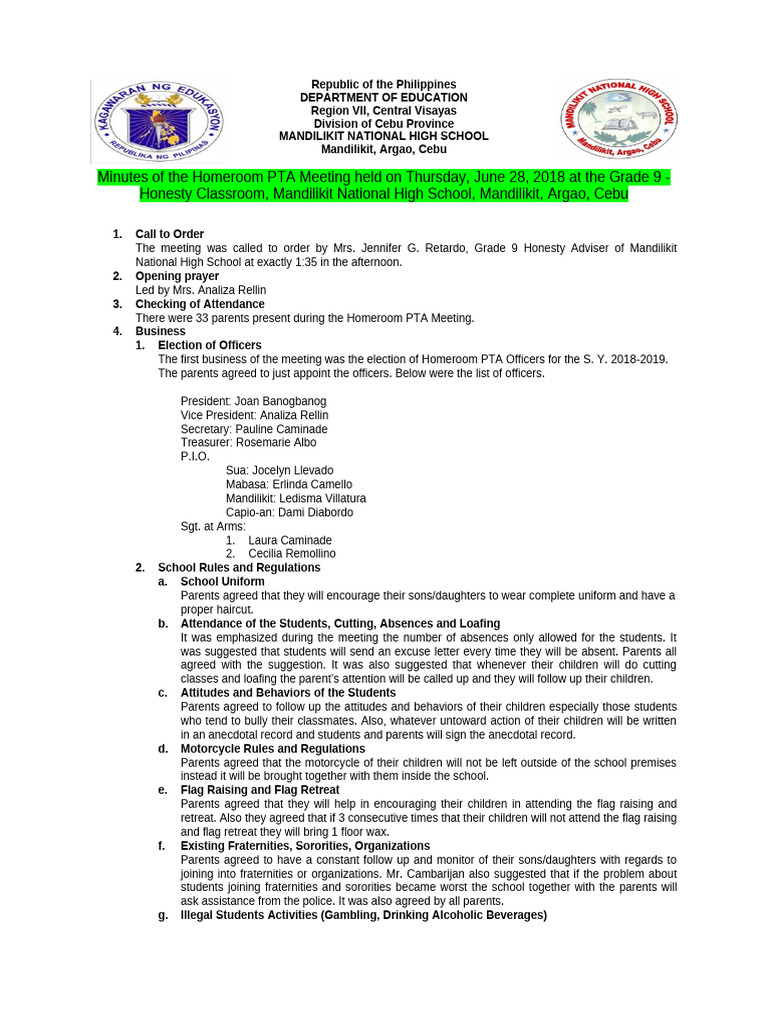 June Pta Meeting Pdf