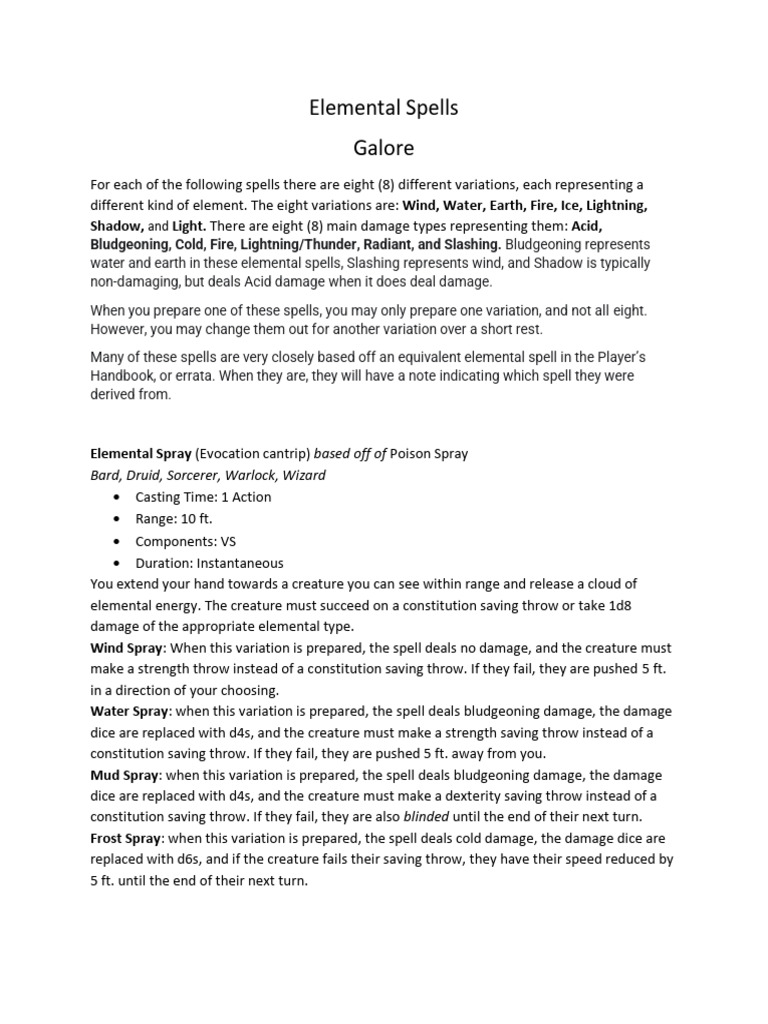 Elemental Spells Galore 02 | PDF