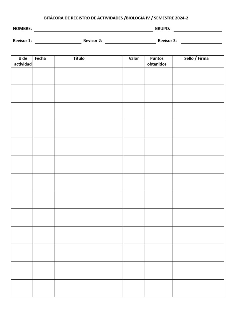 Bitácora de Registro de Actividades | PDF