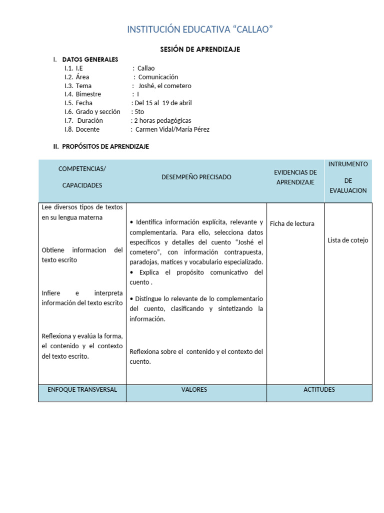 5° - Lee - Sesión - Joshé, El Cometero - LECTURA | PDF