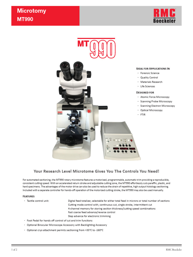 Data Sheet MT990 Microtome PDF | PDF