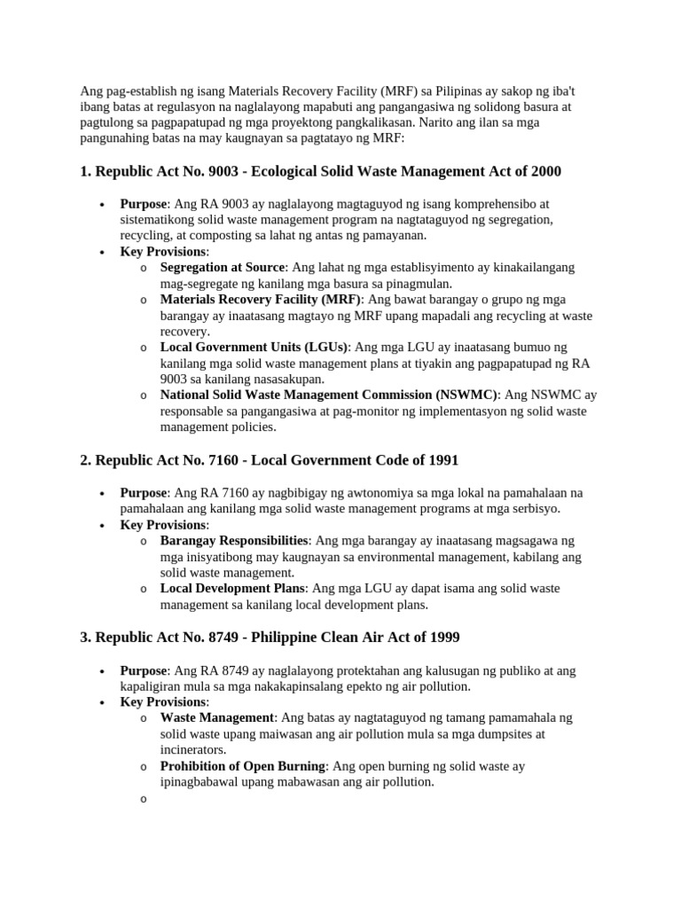 MRF LAWS AND RAs | PDF