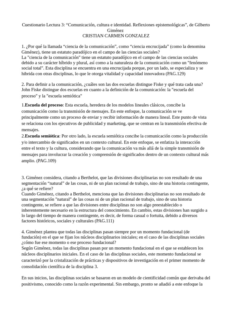 Cuestionario Lectura 3 | PDF