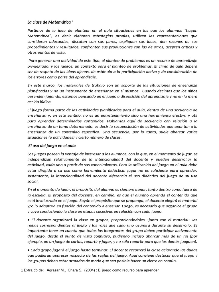 El Juego Como Recurso para Aprender | PDF