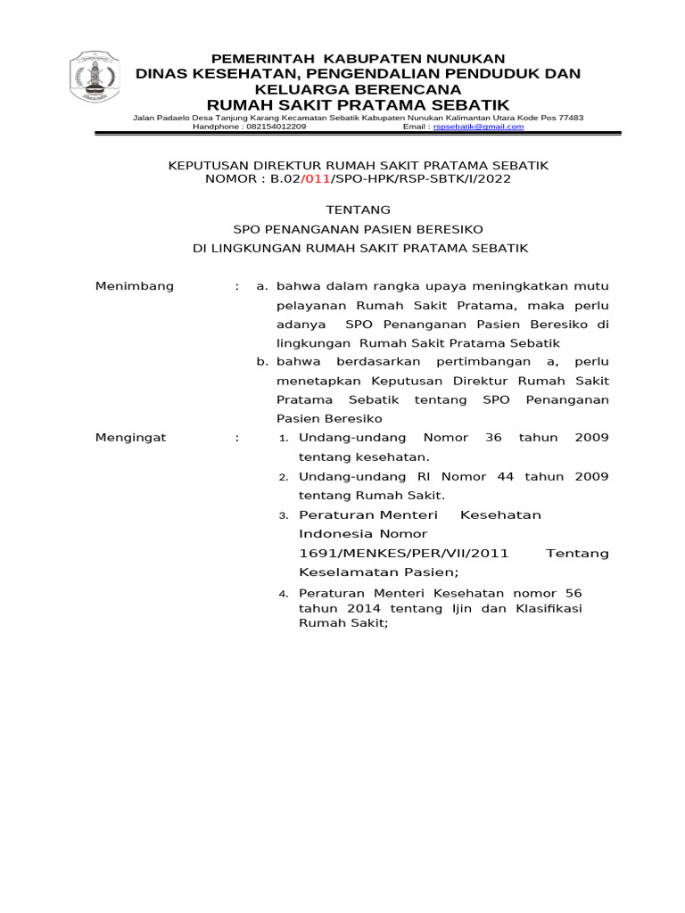 Spo 15 Penanganan Pasien Berisiko | PDF