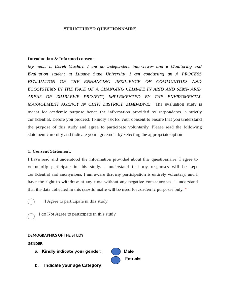 Structured Questionnaire | PDF