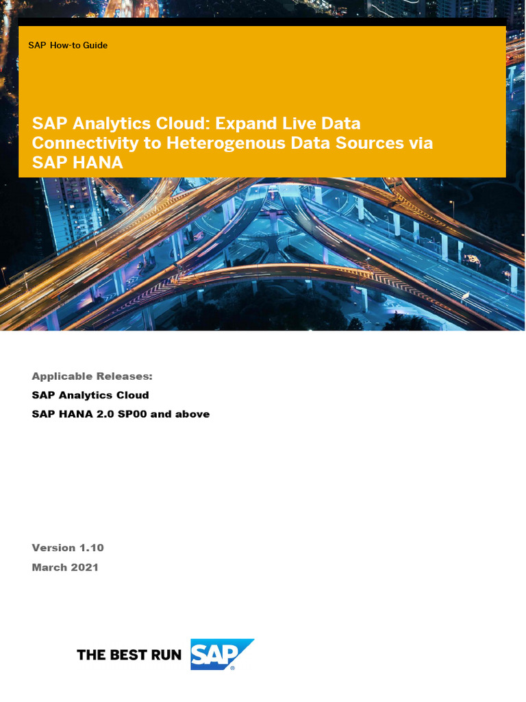 Sap Analytics Cloud Setup Live Data Connection Using Sap Hana Smart Data Access Pdf