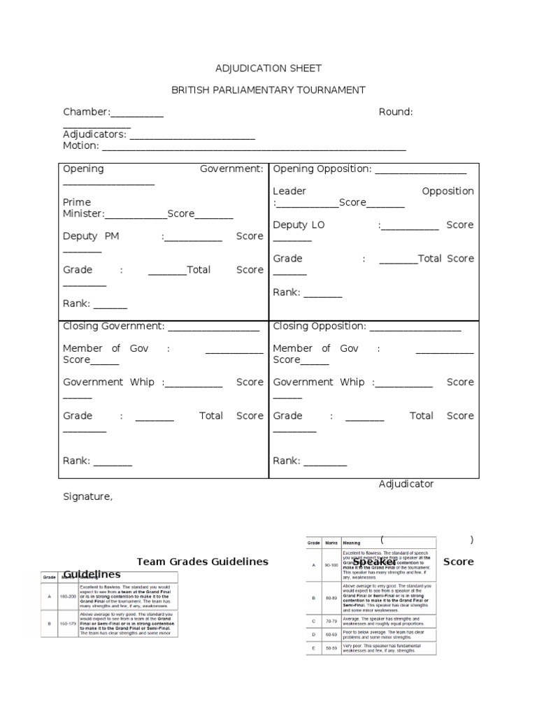 Adjudication Sheet BP | PDF