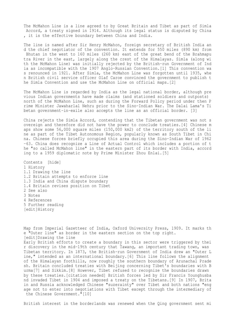 Mac Mohan Line | Download Free PDF | Politics Of China | International ...
