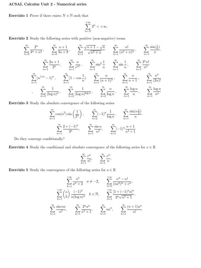 Exercises-Numerical Series | PDF