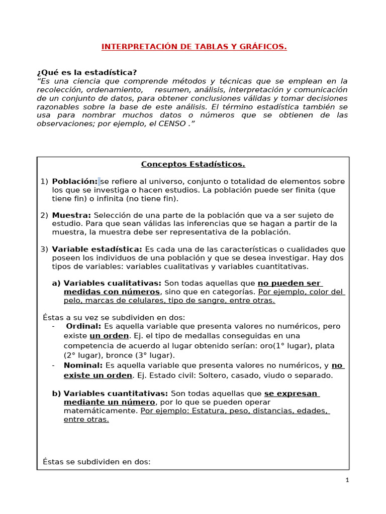 Estadistica - Interpretación-De-Tablas-Y-Gráficos | PDF