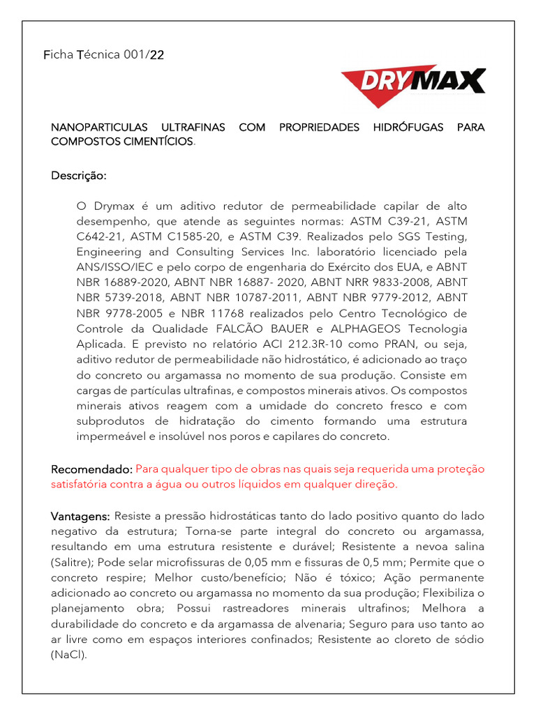 Ficha Tecnica Drymax Atualizada 060224 | PDF