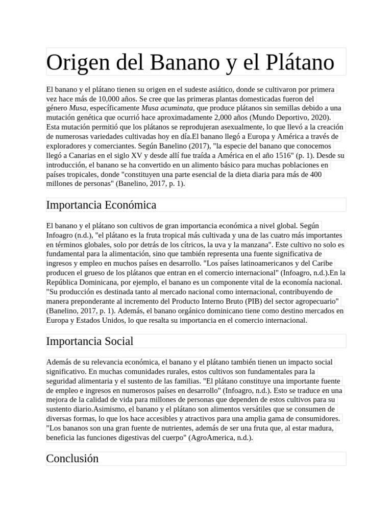 Origen del Banano y el Plátano | PDF