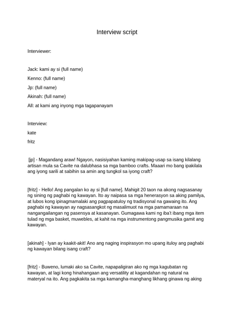 Interview Script | PDF
