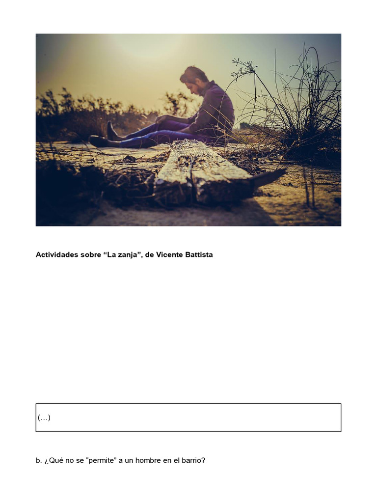 Actividades Sobre El Cuento La Zanja - Vicente Battista | PDF