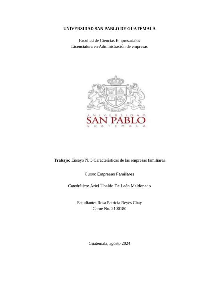 Ensayo N. 3 Caracteristicas de Las Empresas Familiares | PDF