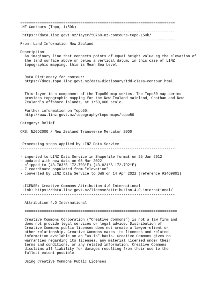 NZ Contours Topo 150k | PDF