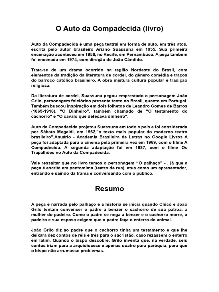 O Auto Da Compadecida - Livro | PDF