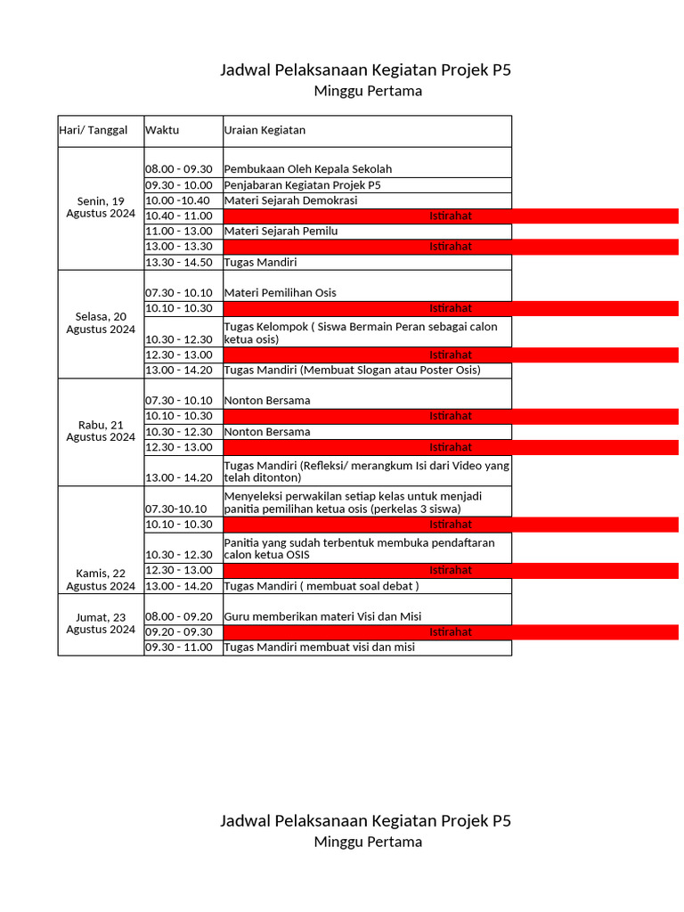 Jadwal Kegiatan p5 | PDF