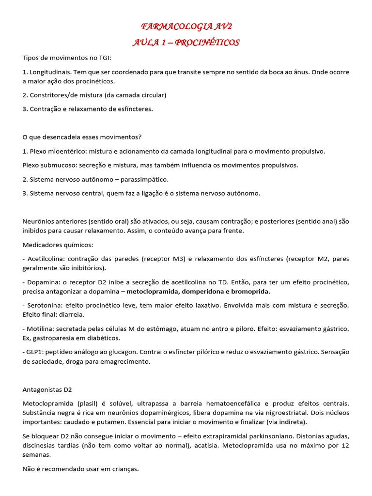 Farmacologia Av2 | PDF