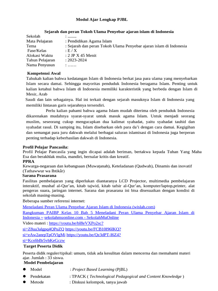 PjBL MODUL AJAR | PDF