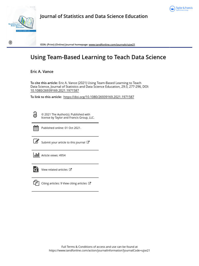 Using Team-Based Learning To Teach Data Science | PDF