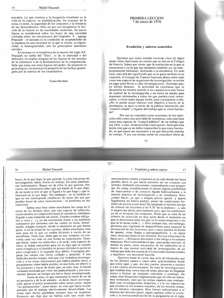 Foucault - Erudicion y Saberes Sujetos Ocr | PDF