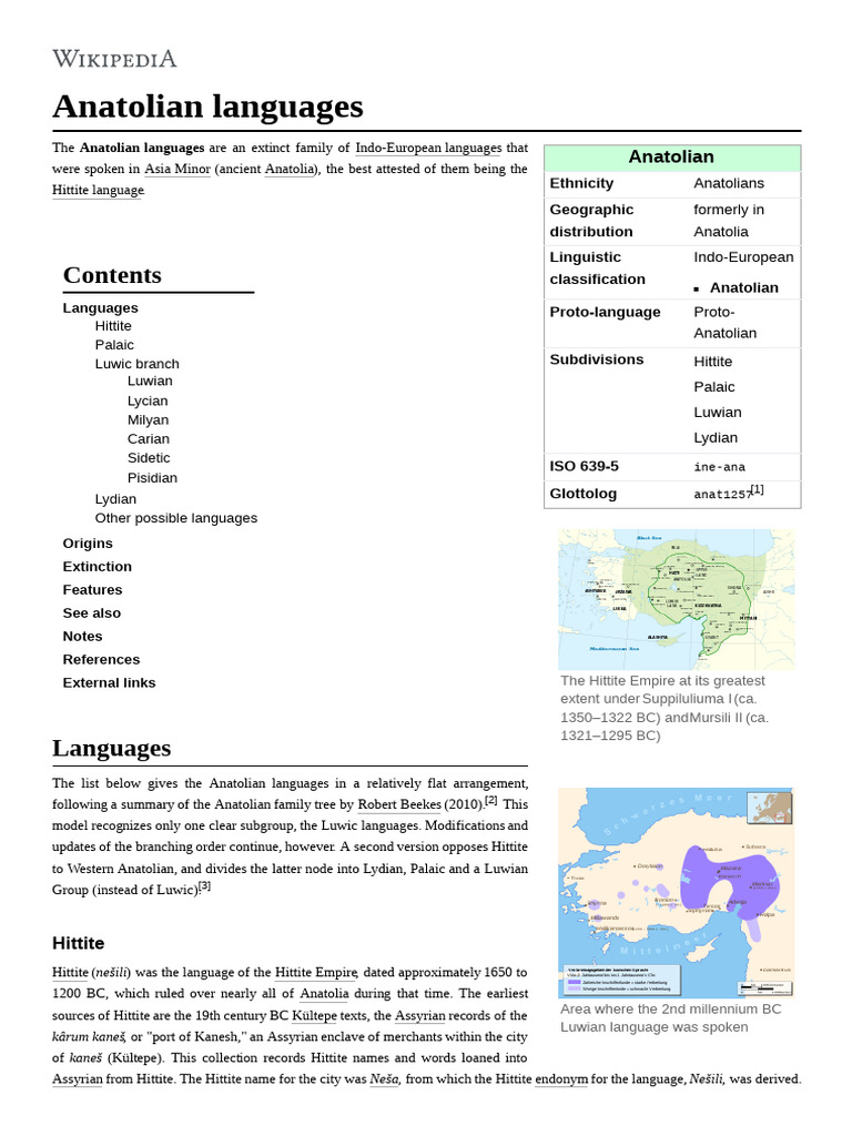 Anatolian Languages | PDF