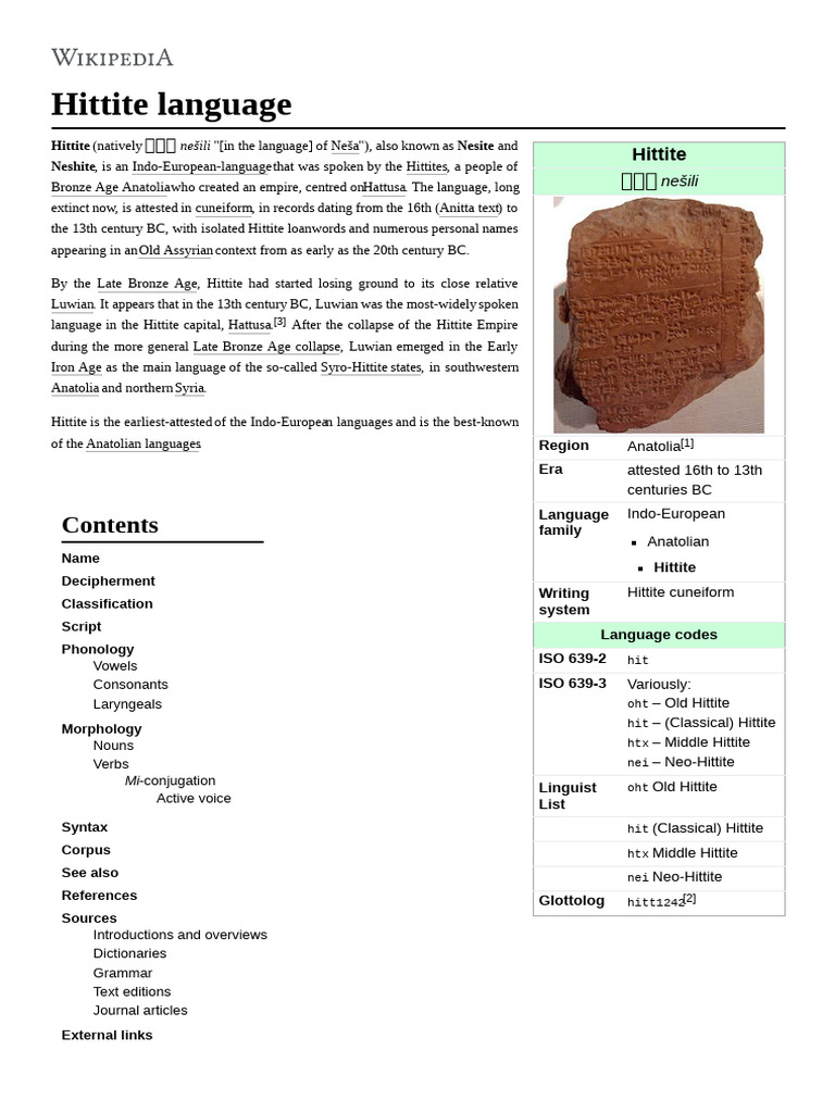 Hittite Language | PDF