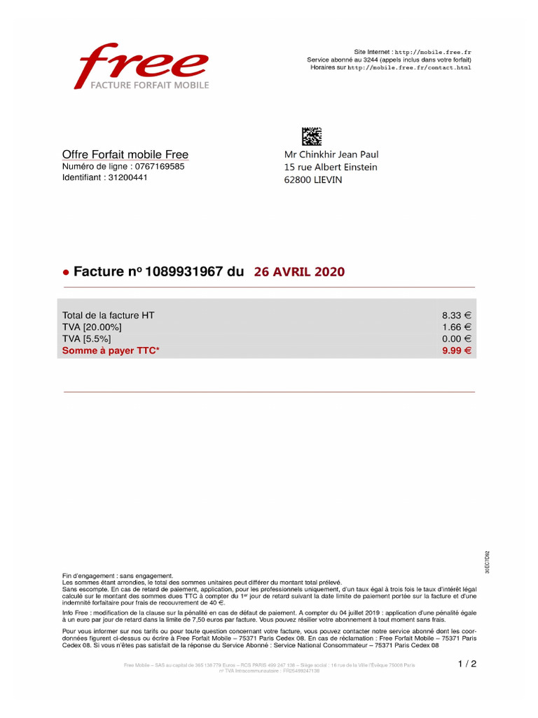 Facture Free Mobile-Converti | PDF