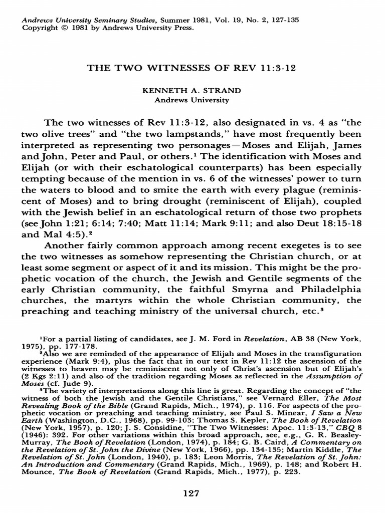 The Two Witnesses of Rev 11-3-12 | PDF